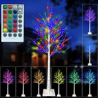 5 Feet LED Color Changing Birch Tree Light, Lighted Birch Tree with 16 ...