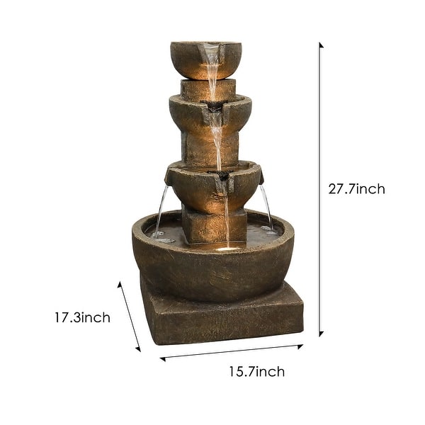 27.7in H Concrete Water Fountain 4-Tier Water Feature for Home Decor ...