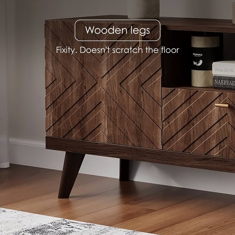 Living Skog Alba Beige TV Stand Console with Drawer Fits TV's up to 65 ...