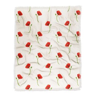 Becky Bailey Poppy Pattern In Red Made To Order Throw Blanket - Bed ...