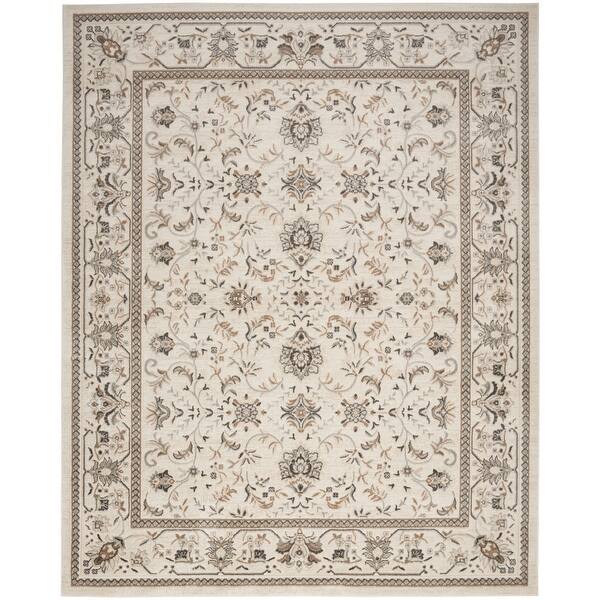 HomeRoots 8' x 10' Cream Floral Distressed Area Rug - 8' x 10' - Bed ...