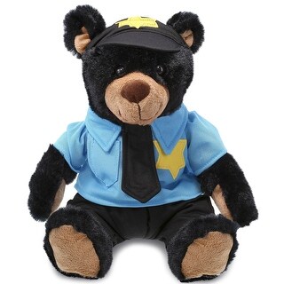 DolliBu Black Bear Police Officer Plush Toy with Cop Uniform and Cap ...