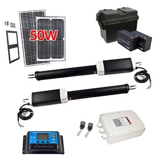 ALEKO Swing Gate Metal Opener Solar Kit for Dual Gates Up to 36 ft 1320 ...