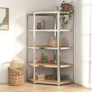 5-Layer Heavy-duty Corner Shelf Silver Steel&Engineered Wood - Bed Bath ...