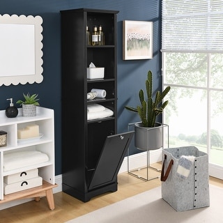 64" Floor Standing Bathroom Cabinet with 4 Adjustable Shelves & Laundry ...