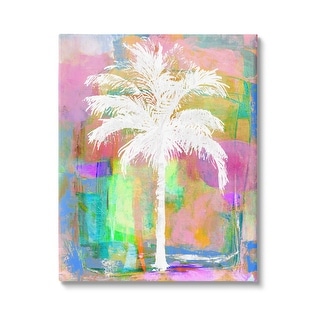 Stupell Modern Palm Tree Silhouette Vivid Blocked Hues Canvas Wall Art ...