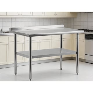 Heavy Duty Stainless Steel Work Table, with Backsplash - Bed Bath ...