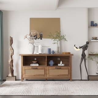 Two doors of Rattan TV cabinet - Bed Bath & Beyond - 37186917