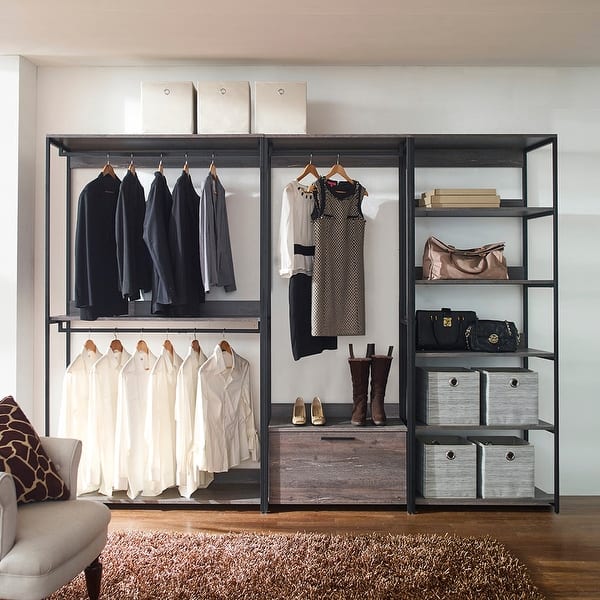 Veronica Wood and Metal Walk-in Closet System - Bed Bath & Beyond ...
