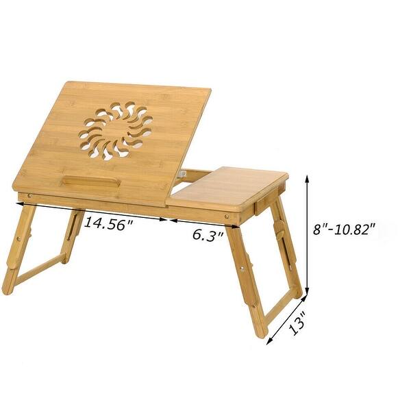 Sunflower carving pattern adjustable computer desk wood color - Bed ...