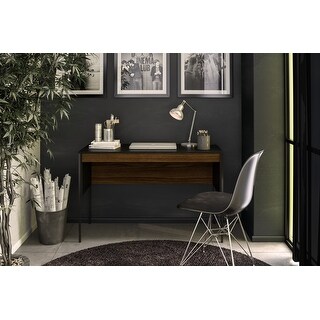 Mallorca Writing Desk with Metal Legs, Black and Dark Brown Finish ...