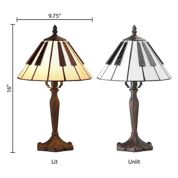 16" Black and White Stained Glass Piano Keys Shade Candlestick Table ...