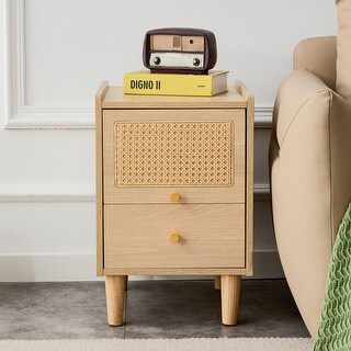 Japanese rattan bedside cabinet 2-drawer storage - Bed Bath & Beyond ...