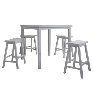 Gael 36 Inch Counter Height Square Dining Table Set, 4 Stools, Wood ...