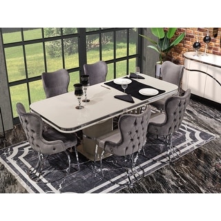 Prague Modern Dining Room Table And 6 Dining Room Chairs Set - Bed Bath ...
