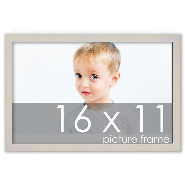 16x11 Traditional White Washed Complete Wood Picture Frame with UV ...