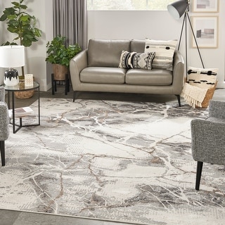 Nourison Elation Contemporary Abstract Ivory Grey Area Rug - Bed Bath ...