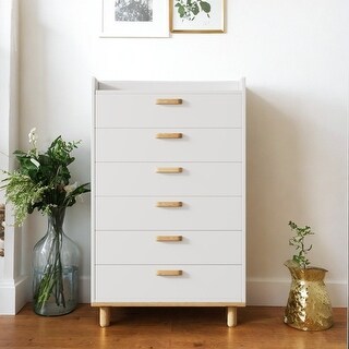 Modern Simple Log Style White Storage Cabinet with 6 Drawers for ...