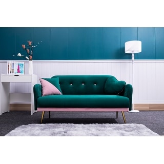 Green Trendy Color Block Velvet Loveseat Sofa - Bed Bath & Beyond ...