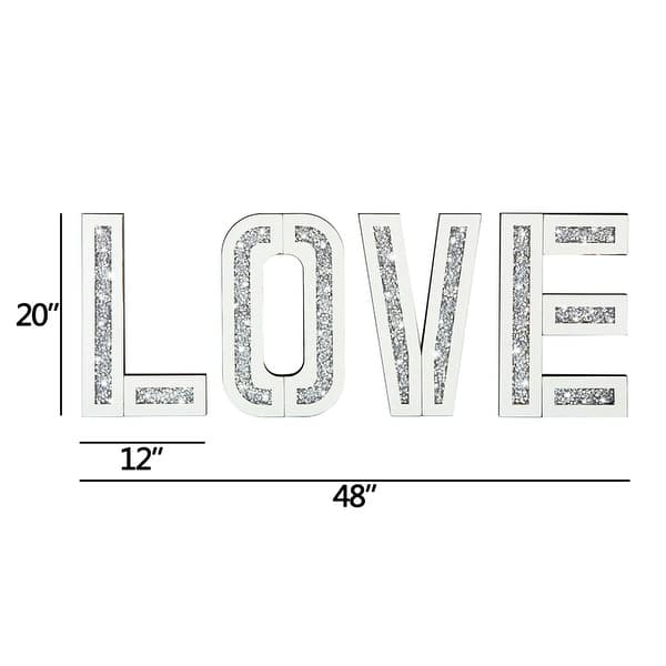 Silver Mirrored Mosaic Crystal Bling LOVE Wall Decor - Bed Bath ...