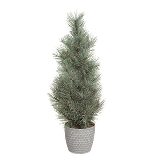 Transpac Artificial 24 in. Green Christmas Traditional Tree in Bucket ...