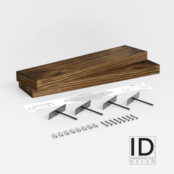 Rustic Wooden Floating Wall Shelves (Set of 2) - Bed Bath & Beyond ...