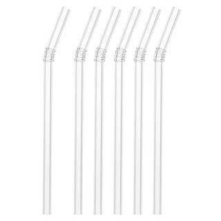 6Pcs Reusable Glass Straws, 195mm/8-inch Long, 8mm/0.3" Dia Cute Straw ...