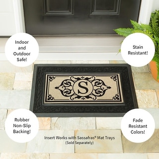 22 in. x 10 in. Cambridge Monogram Burlap Sassafras Switch Mat, Letter ...