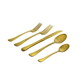 Infinity Satin Gold 18/0 Stainless Steel 20 Piece Flatware Set, Service ...