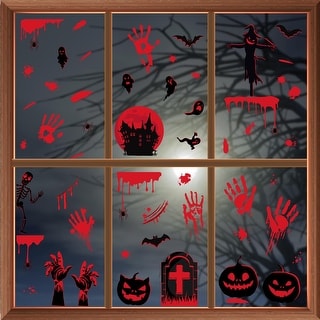 WALPLUS Halloween House Of Horrors Bloody Window Clings Window ...