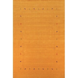 Orange Yellow Tribal Gabbeh Indian Area Rug Hand-Knotted Wool Carpet ...