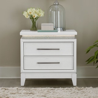 Reflections Pearl White Rhinestone Bedroom Nightstand with Charging ...