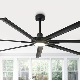 100" Black Extra Large Industrial Commercial Ceiling Fan with Light ...
