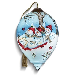 Curata Sledding Fun By Emma Leach Hand-Painted Glass Ornament - Bed ...
