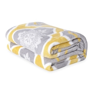 Microfiber Gray Yellow Moroccan Pattern Flannel Throw Blanket Knitted ...