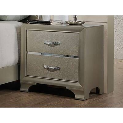 Contemporary night stand-Champagne & wood finish - Overstock - 32333458