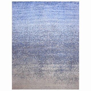 Hand Knotted Blue Modern and Contemporary with Wool & Pure Silk ...