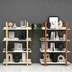 4-Tier Display Cabinet Open Back Bookshelves Pine Wood Bookcase - Bed ...
