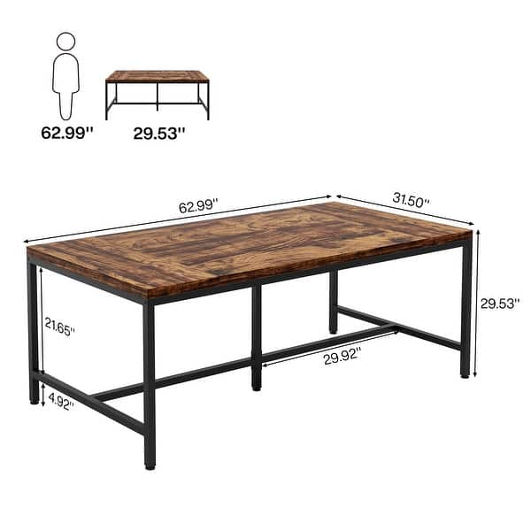 6FT Modern White Gold Rectangle Dining Table Set for 6 with Heavy Duty ...