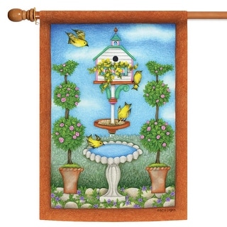 Drinking Gold Finch Birdhouse Outdoor House Flag 40" x 28" - Bed Bath ...