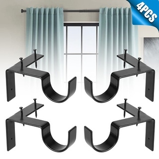 4 Pcs No-Drill Curtain Pole Brackets - Bed Bath & Beyond - 40216210