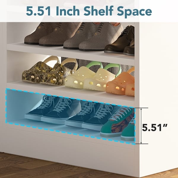 8-Tier Shoe Cabinet for Entryway, Modern White Shoe Shelf Shoes Rack ...