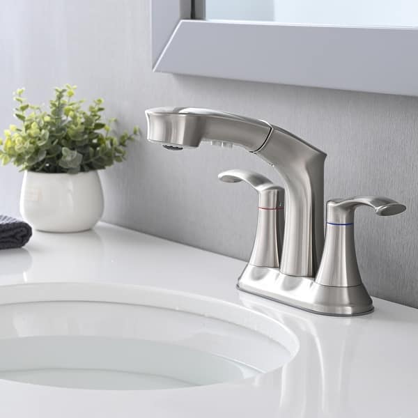 Vanityfair Double Handles Bathroom Sink Faucet with Pull Out Sprayer ...