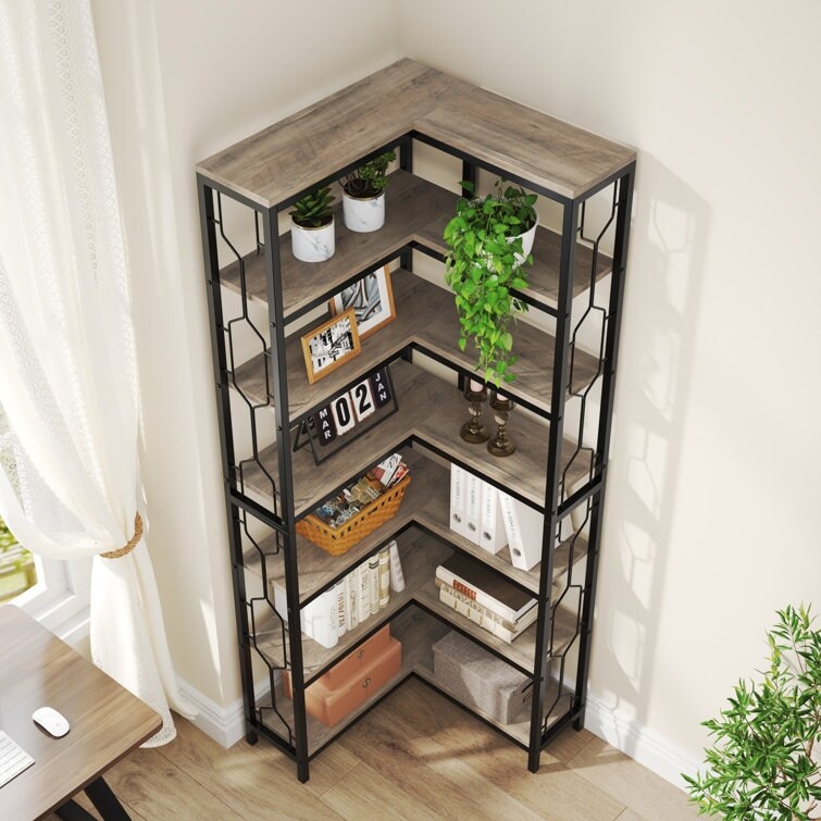 7 Tier Corner Bookshelf White Corner Shelf Modern Etagere Bookcase On Sale Bed Bath Beyond 40406825
