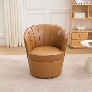 Petal-Inspired Swivel Chair – 360° Rotating Metal Base, Genuine Top ...