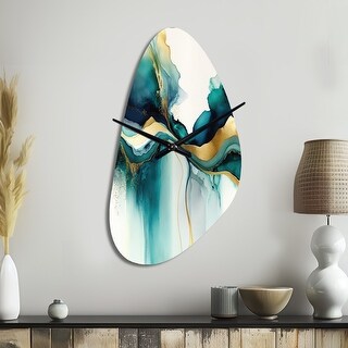 Teal And Gold Abstract Expression I - Abstract Liquid Ink Large Wall ...