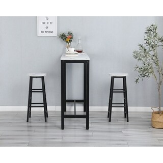 3 Pcs Breakfast Faux Marble Top Kitchen Counter Bar Table Set with 2 ...