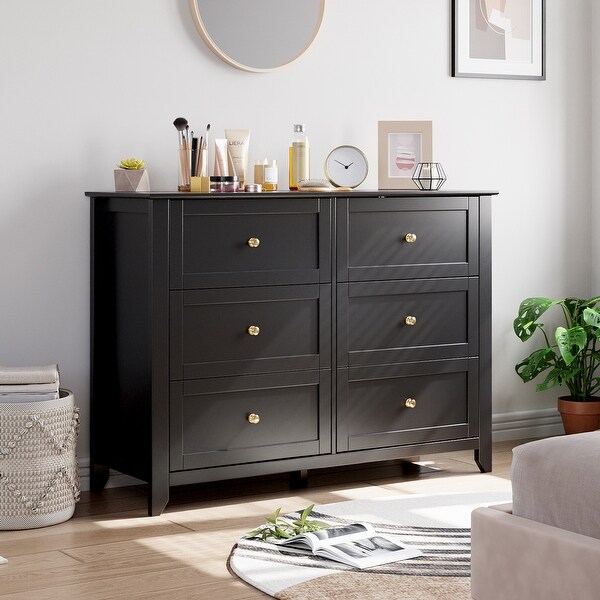 6 Chest of Drawer Dresser with Deep Drawers and Nickel Round Handle On Sale Bed Bath Beyond 41776855