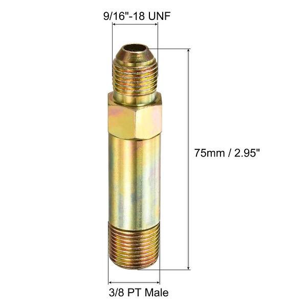 Extension Pipe Fitting 9/16"-18 UNF Male to 3/8 PT Hex Connector - Bed ...