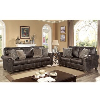 Moji Traditional 2-piece Brown Sofa Set by Furniture of America - Bed ...